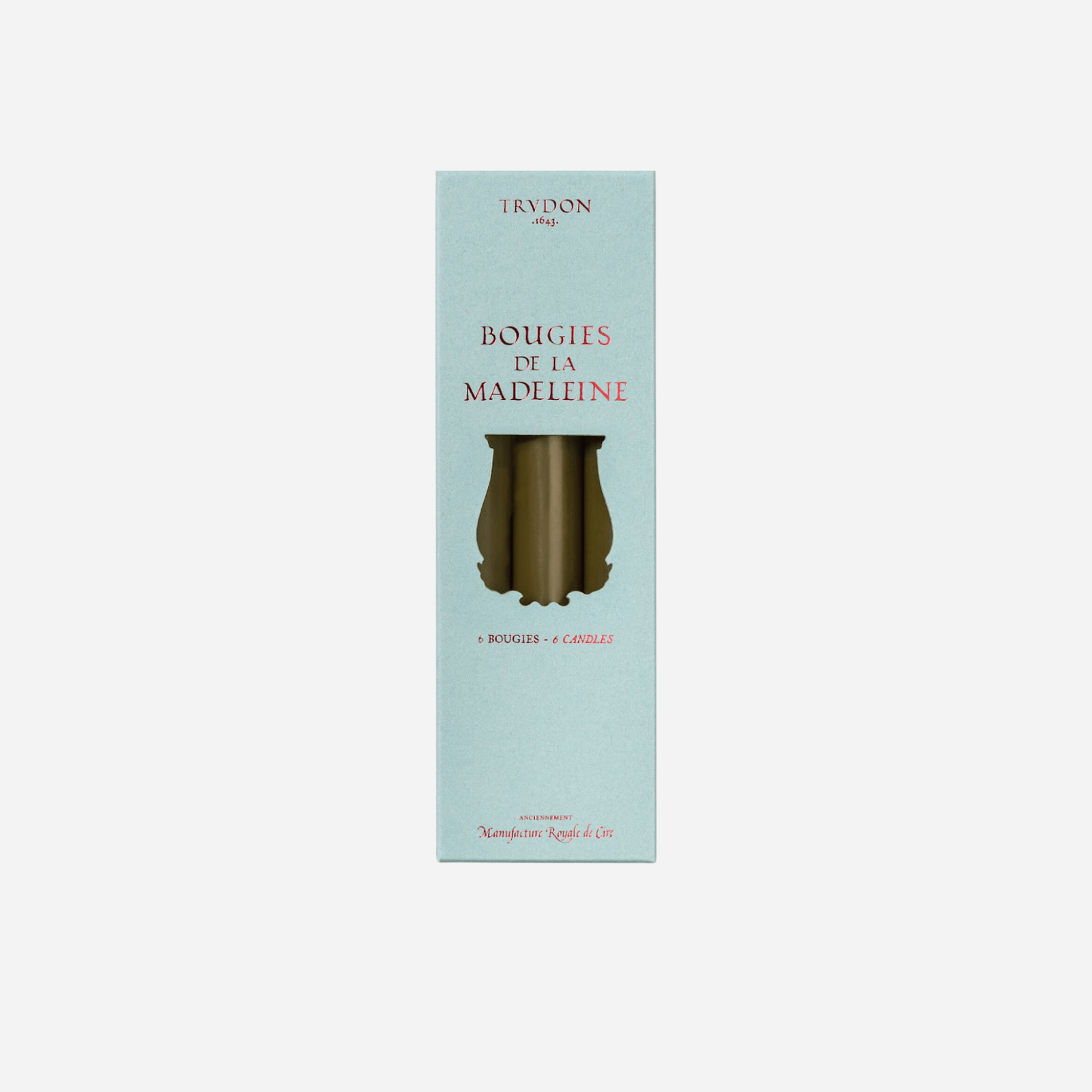 Bonadea | Cire Trudon | Madeleine Taper Candle Khaki Green - Set of Six