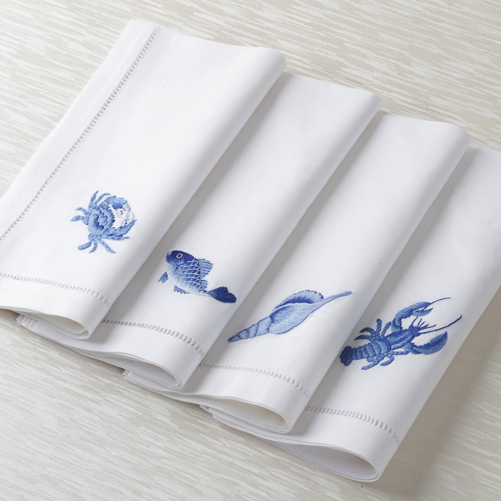 Sibona Marina Blue Shell Hand-embroidered Dinner Napkin – Bonadea