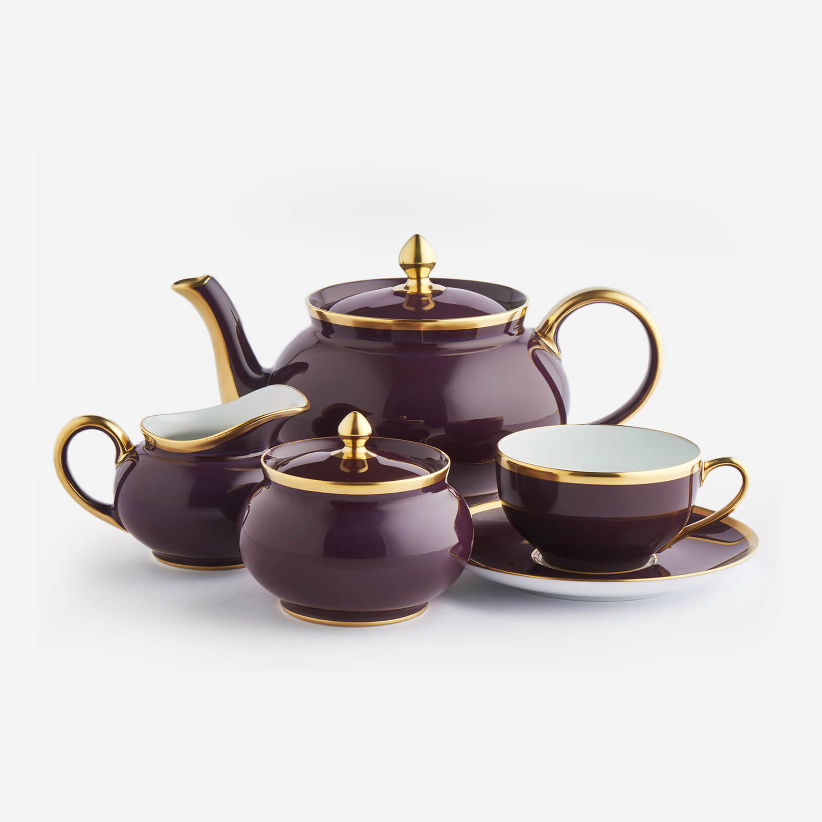 Bonadea | Legle Limoges | Sous Le Soleil Aubergine Teacup & Saucer